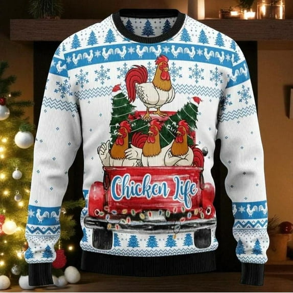 Chicken 3D Christmas Sweater, Chicken Sweater, Funny Animal Holiday ...