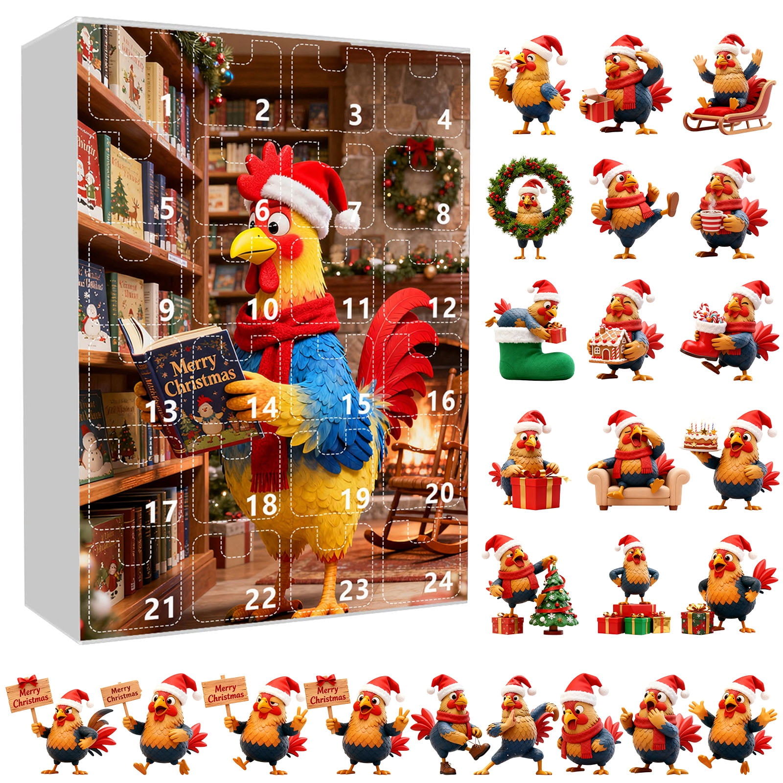 Chicken Advent Calendar, Acrylic 2D Advent Calendar 24 Days Countdown ...