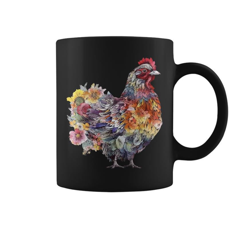 Chicken Aesthetic Flowers Cute Cottagecore Floral Chicken Coffee Mugs ...