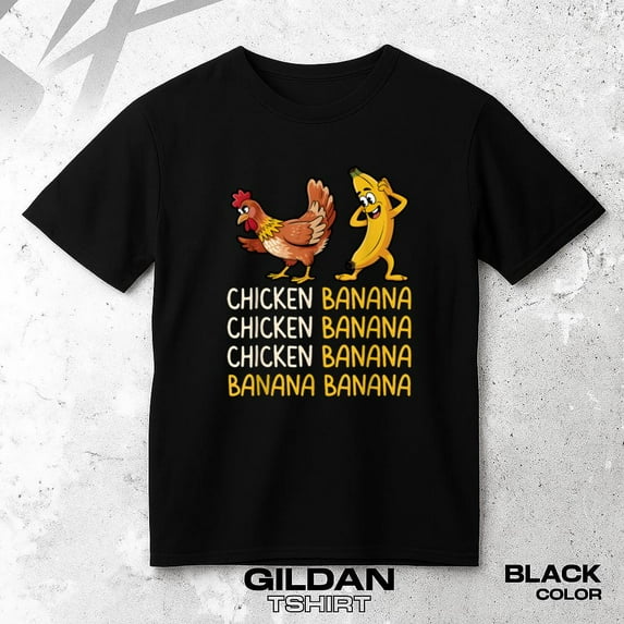 Chicken And Banana Unisex T-shirt Funny Farm Cartoon Animal Humor ...