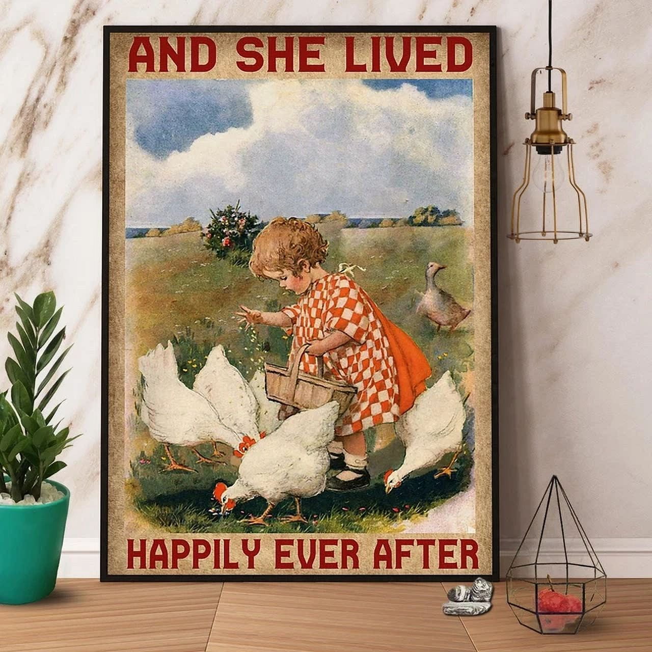 Chicken And Children She Lived Happily Ever After Farm Cute Girl Paper ...