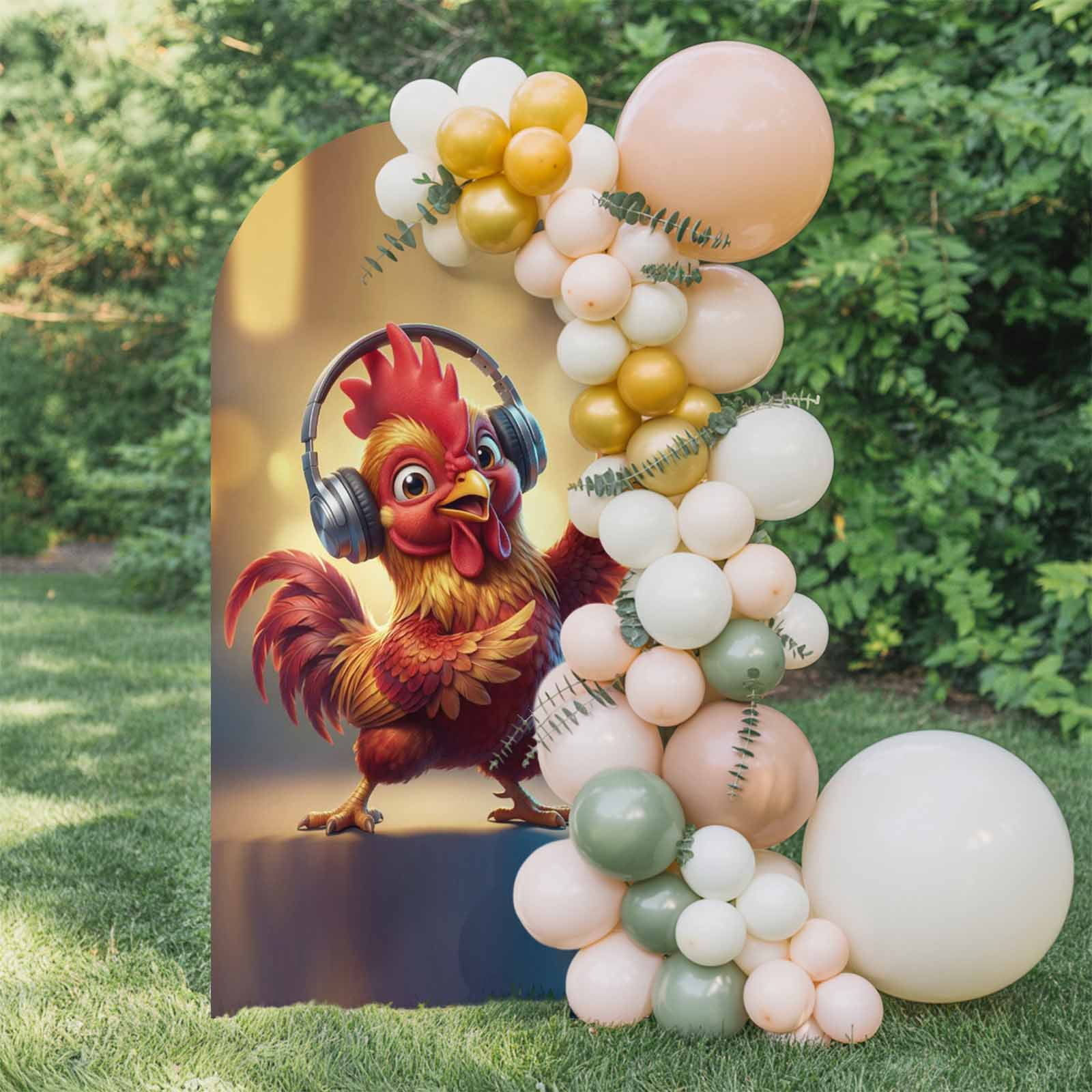 Chicken Arch Backdrop Cover 7.2 FT, Abstract Headphone Chicken Shiny ...