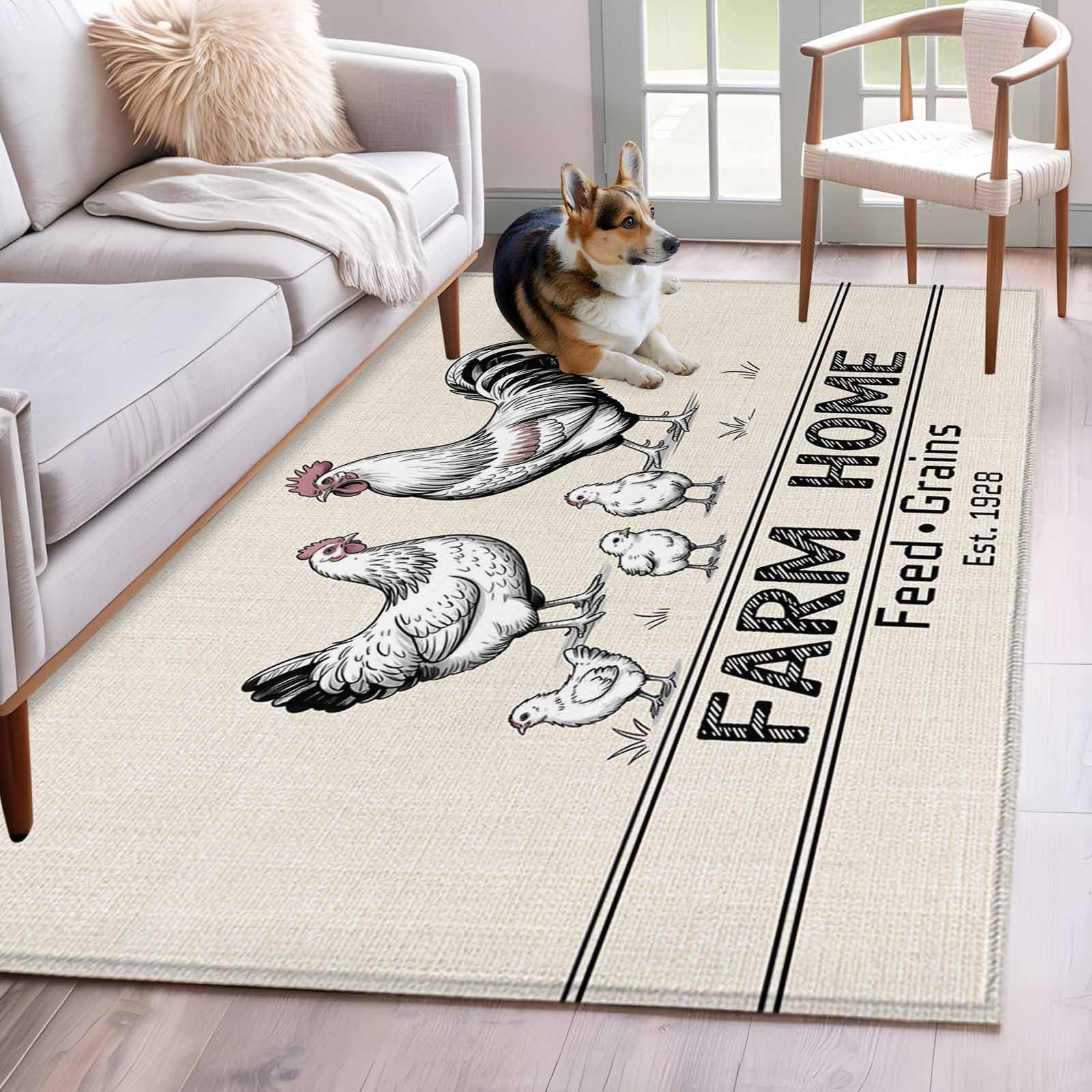 Chicken Area Rugs 3'x5', Washable Small Throw Rugs for Living Room ...