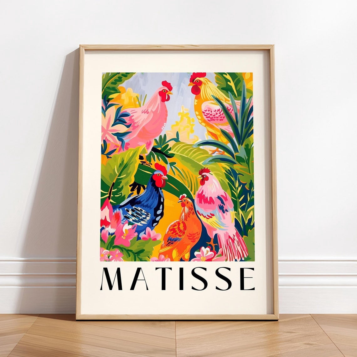 Chicken Art Print In Henri Matisse Style, Cowgirl Art, Dopamine Decor ...