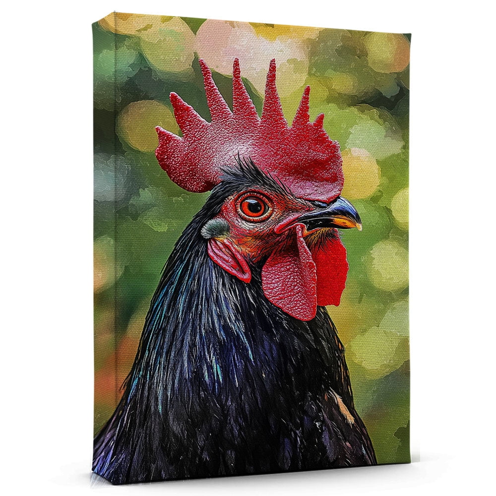 Chicken Ayam Cemani Rooster Canvas Wall Art Animal Decor, Chicken Ayam ...