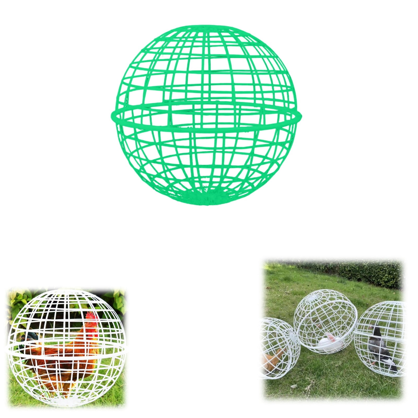 Chicken Ball Cage Rolling Orb Mobile Poultry Enclosure Round Plastic ...