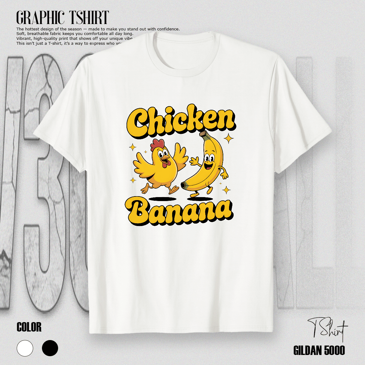Chicken Banana Meme Funny Cartoon Farm Humor Joke Graphic Unisex T ...