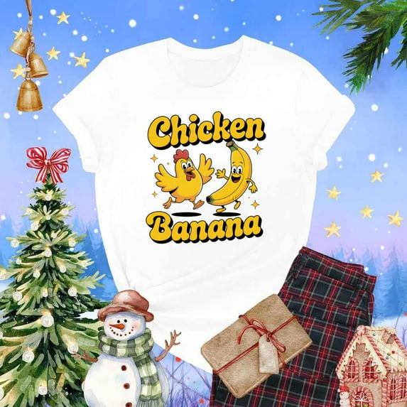 Chicken Banana Meme Funny Cartoon Humor Unisex T Shirt up to 5XL ...