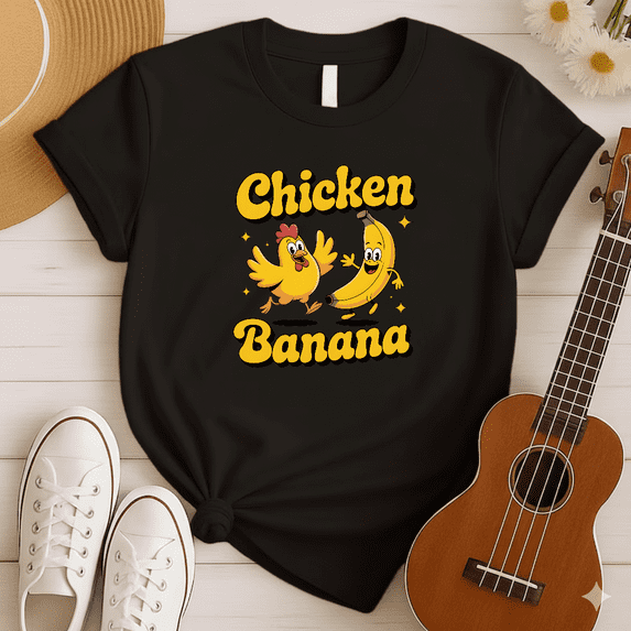 Chicken Banana Meme Humor Funny Cartoon Farm Graphic Unisex T-Shirt ...