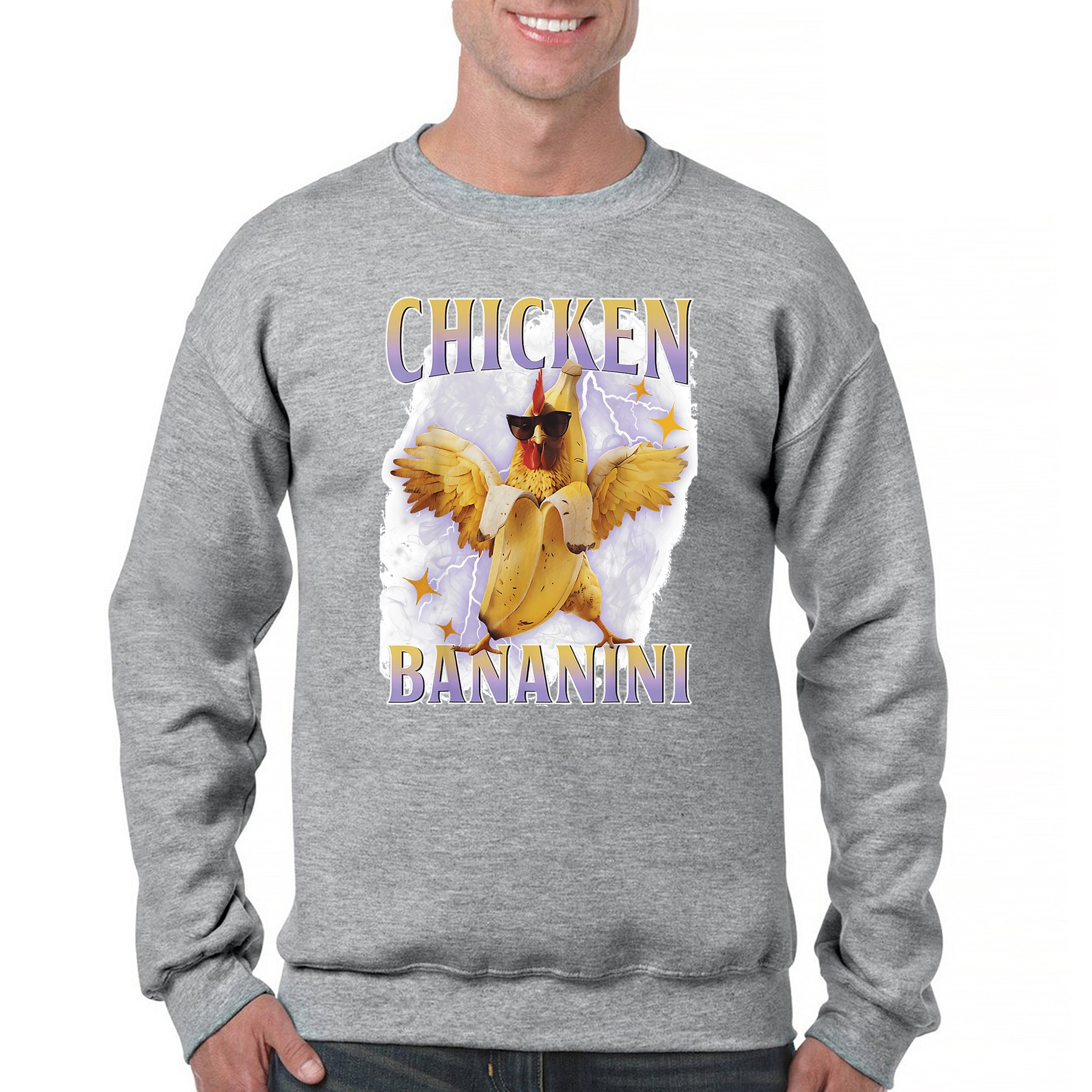 Chicken Bananini Crewneck Sweatshirt Funny Italian Brainrot Gen Z Alpha ...