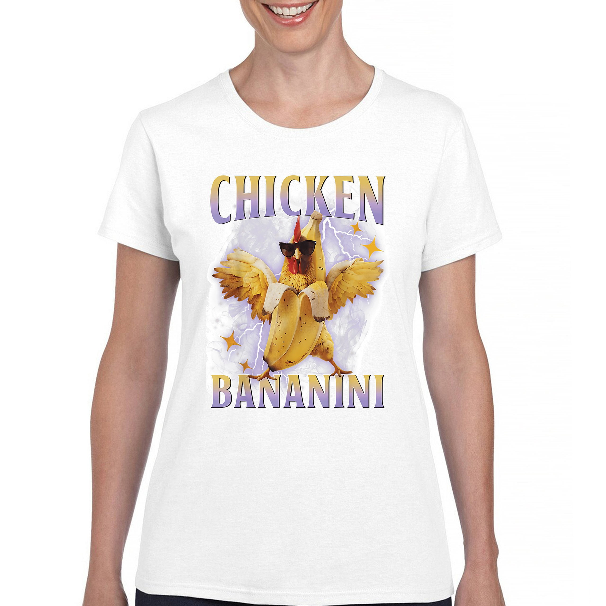 Chicken Bananini T-Shirt Funny Italian Brainrot Gen Z Alpha Meme Women ...