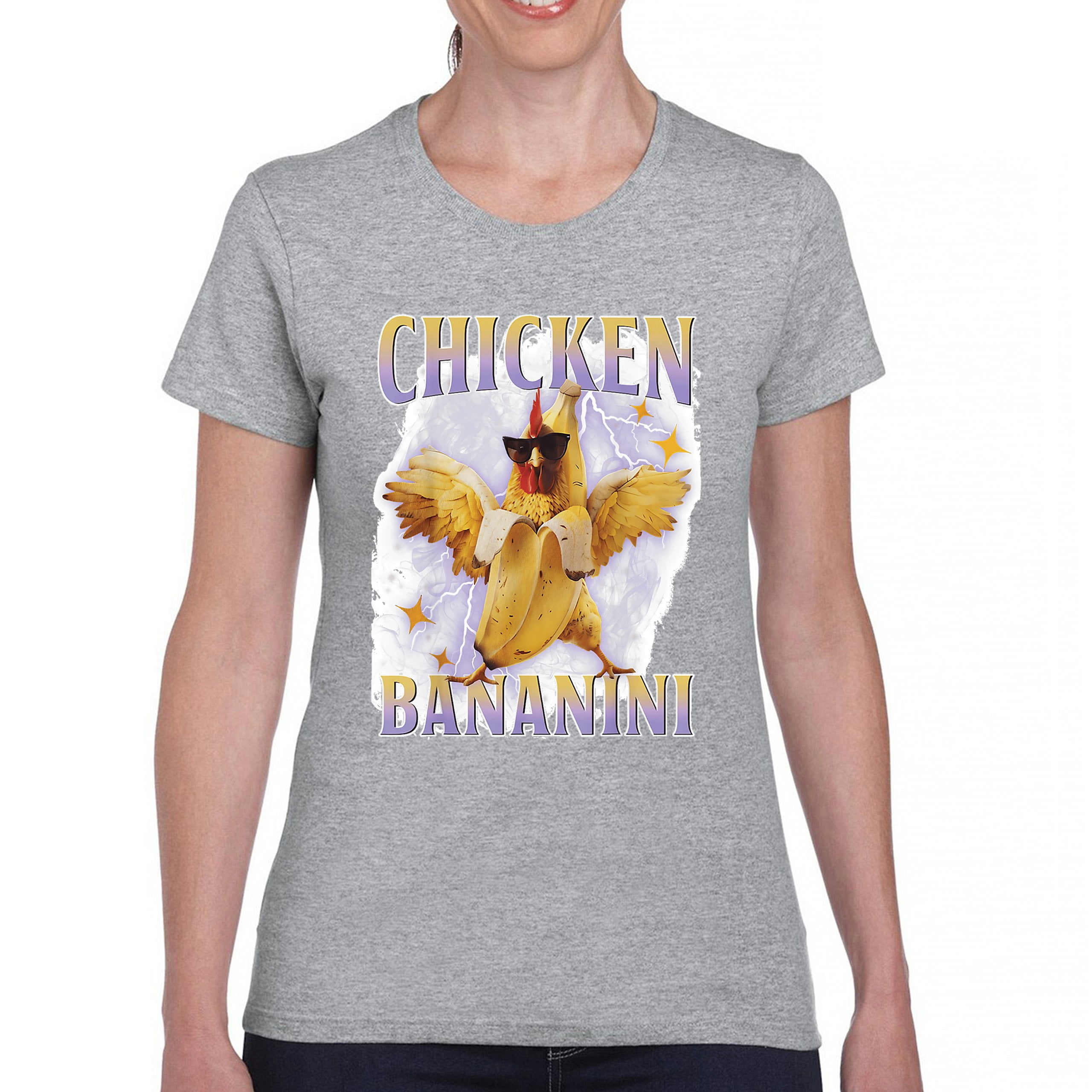 Chicken Bananini T-Shirt Funny Italian Brainrot Gen Z Alpha Meme Women ...