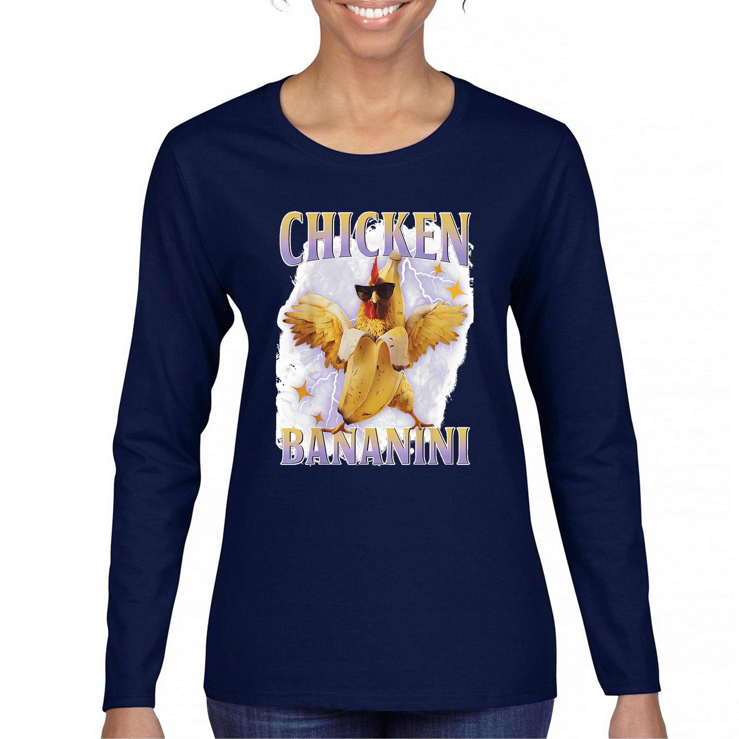 Chicken Bananini Women's Long Sleeve T-shirt Funny Italian Brainrot Gen ...