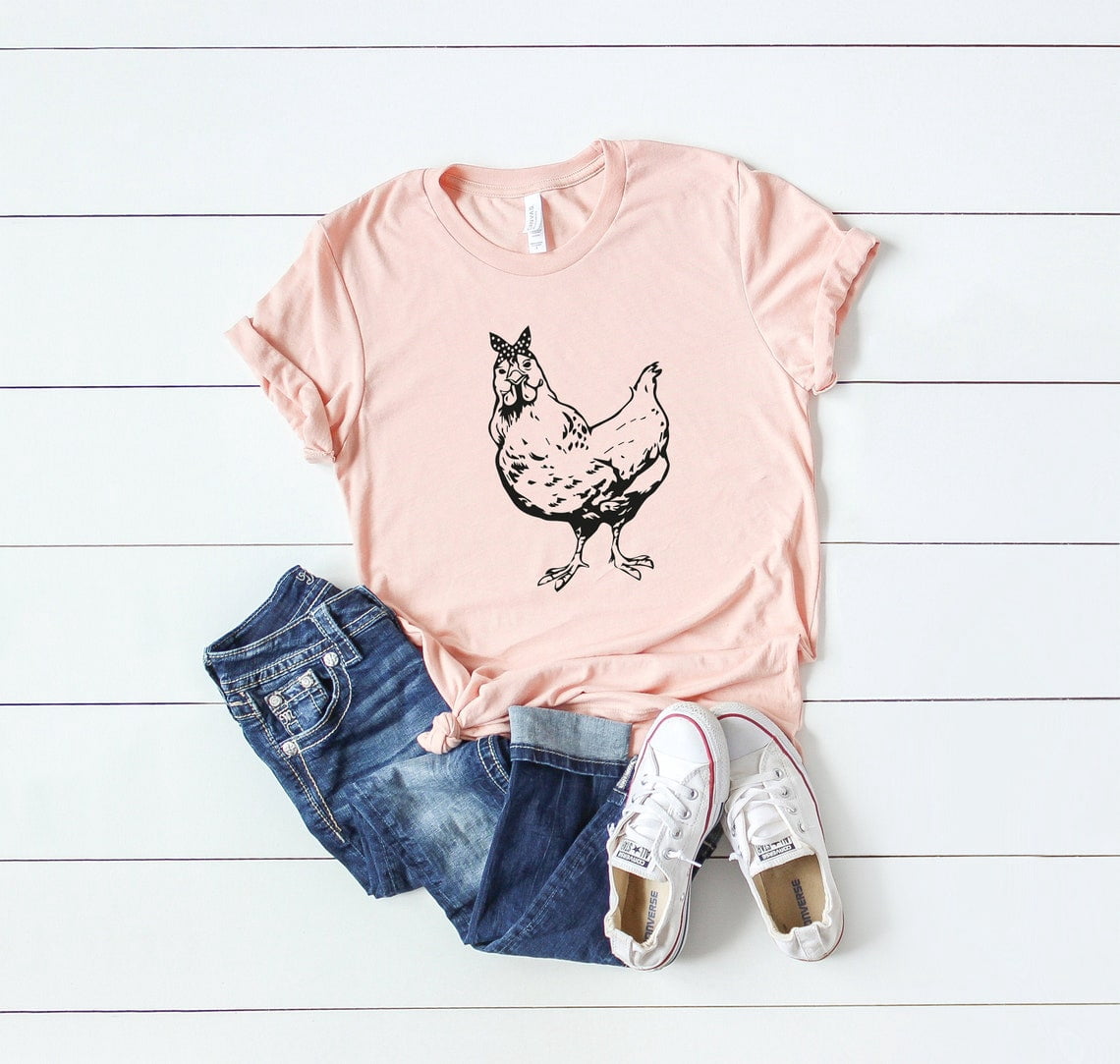 Chicken Bandana Shirt, Chicken Graphic Tee, Country Girl Farm Shirt for ...