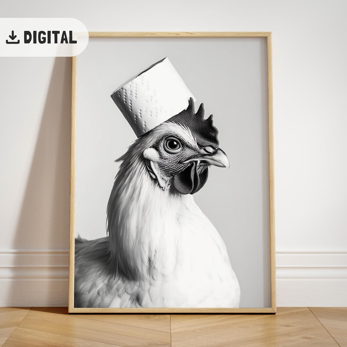 Chicken Bathroom Poster, Farmhouse Hen With Tet Paper On Head Poster ...