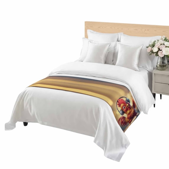 Chicken Bed Runner Queen Size Abstract Headphone Chicken Shiny Light ...