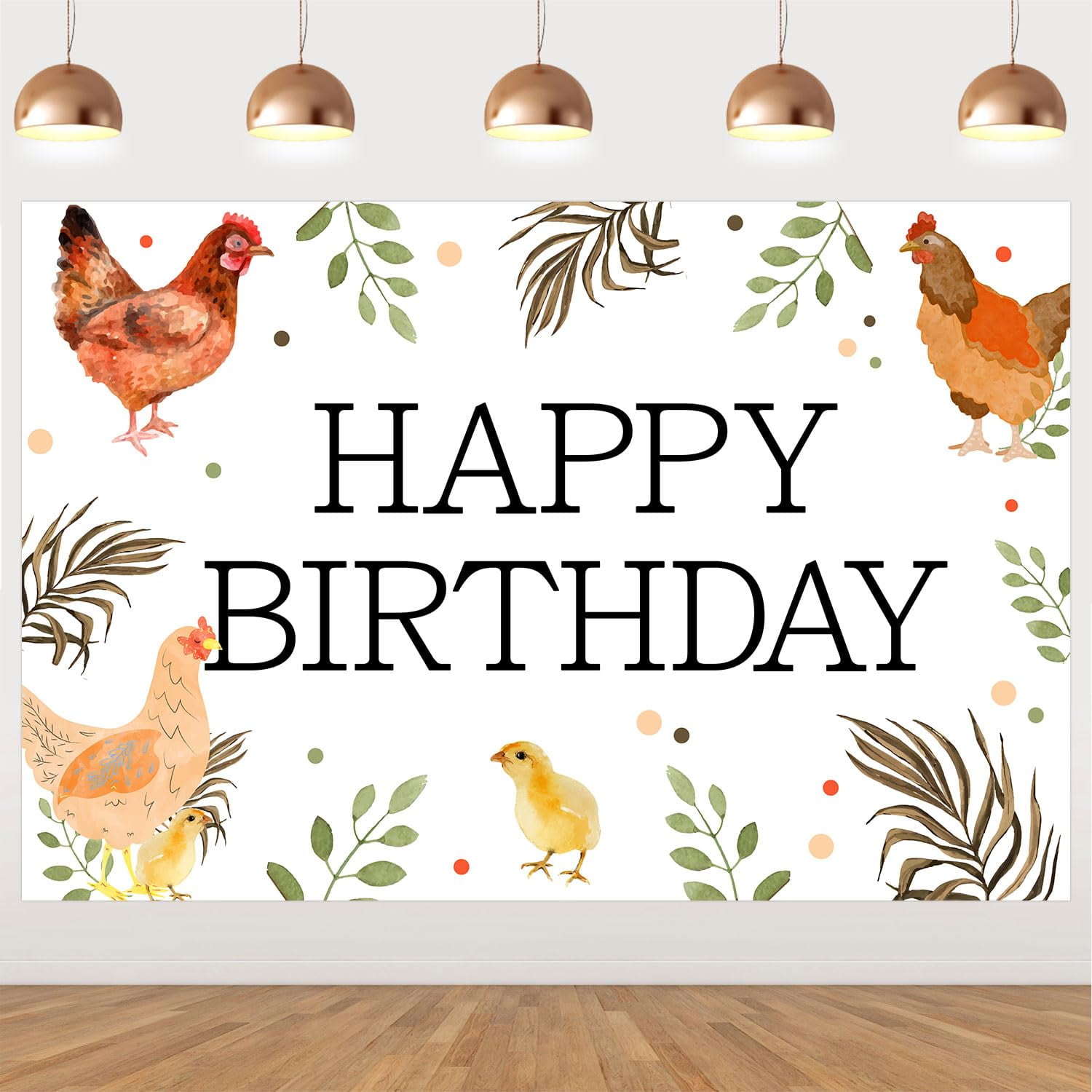 Chicken Birthday Banner Backdrop Barnyard Chicken Birthday Decorations ...