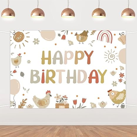 Chicken Birthday Party Decorations Chickens Birthday Backdrop This ...