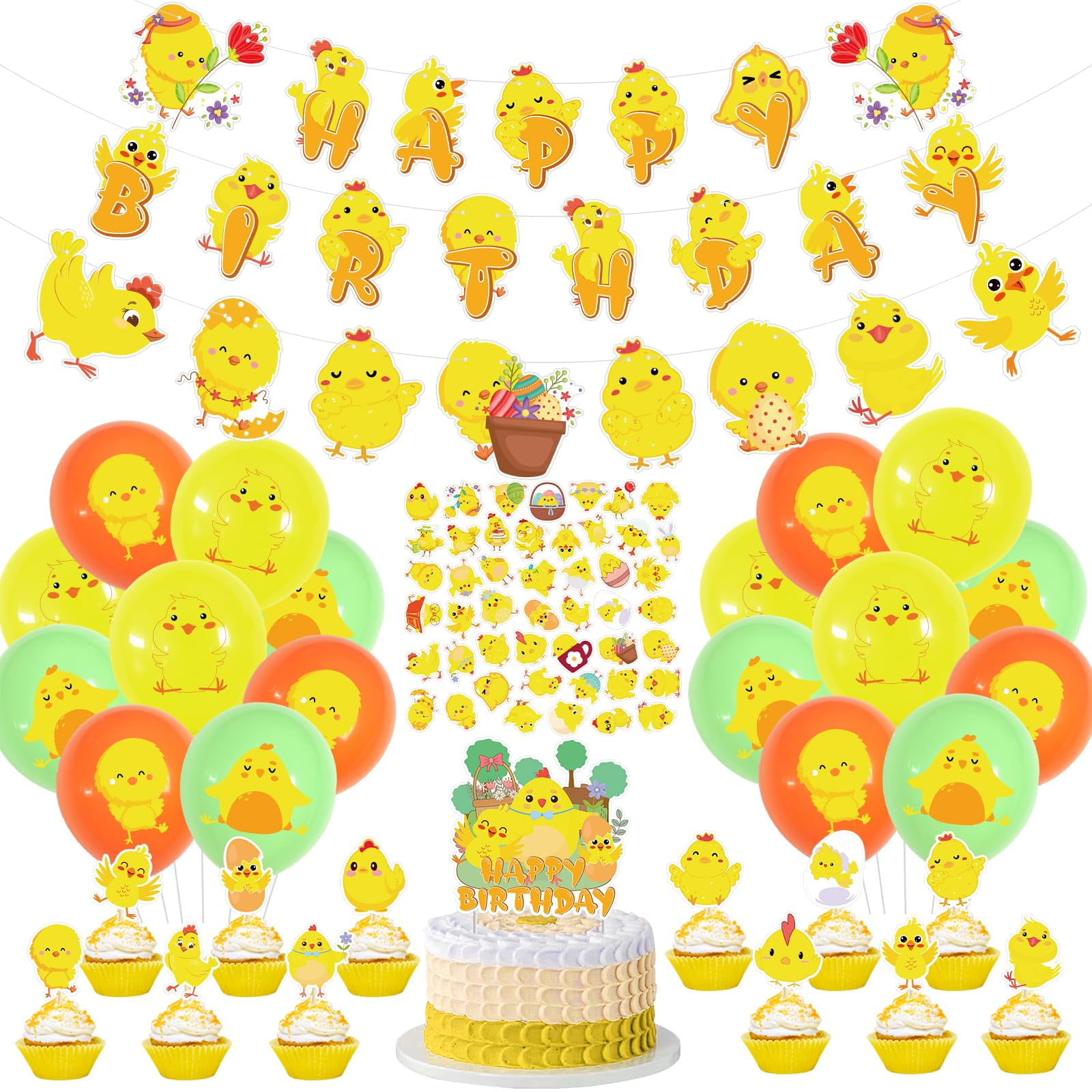 Chicken Birthday Party Decorations Farm Chicken Party Supplies, Happy ...