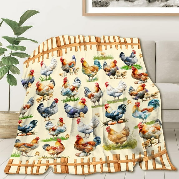 Chicken Blanket for Adults Kids Cute Farm Animals Throw Blanket Gifts ...