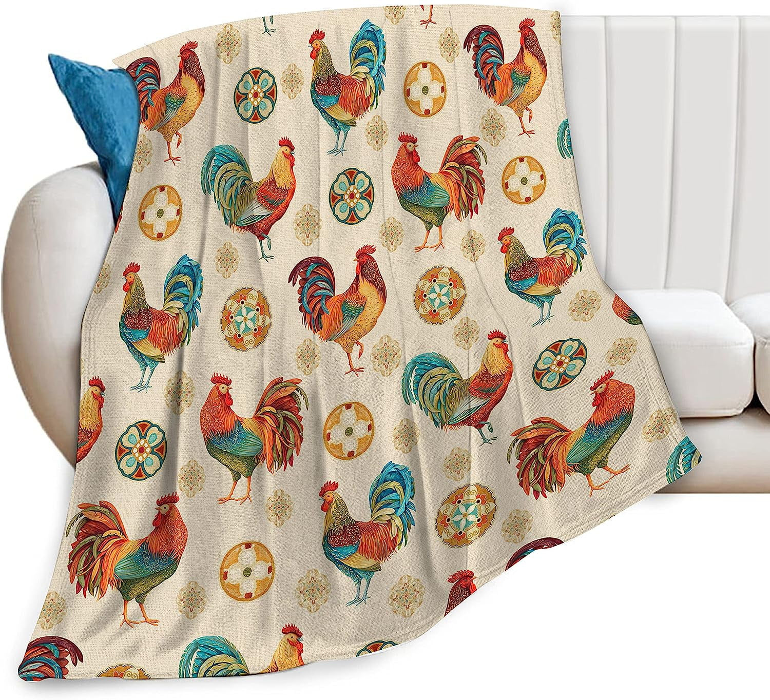 Chicken Blanket for Adults Rooster Throw Blanket Ultra Soft Cozy Fleece ...