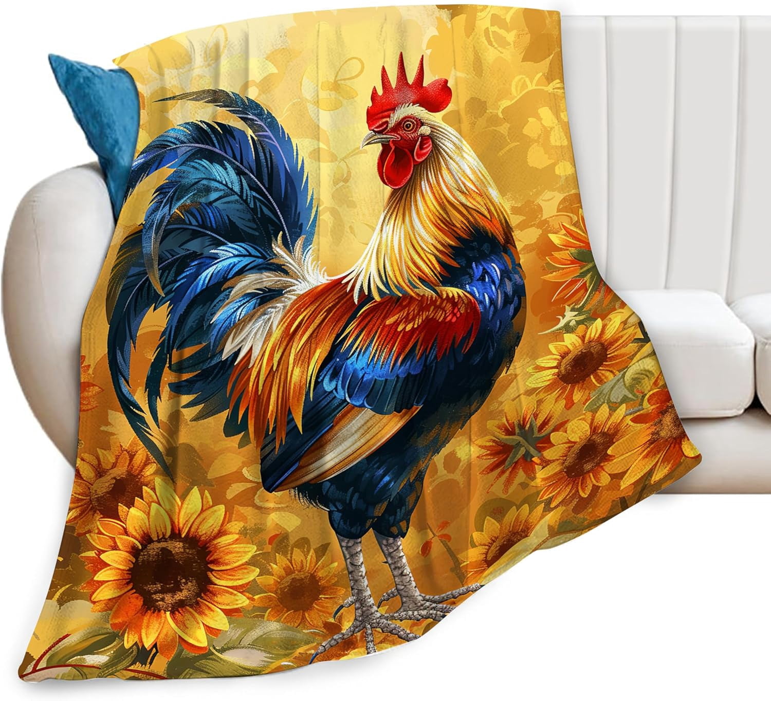 Chicken Blanket for Girls Woman Rooster Throw Blanket Chicken Sunflower ...