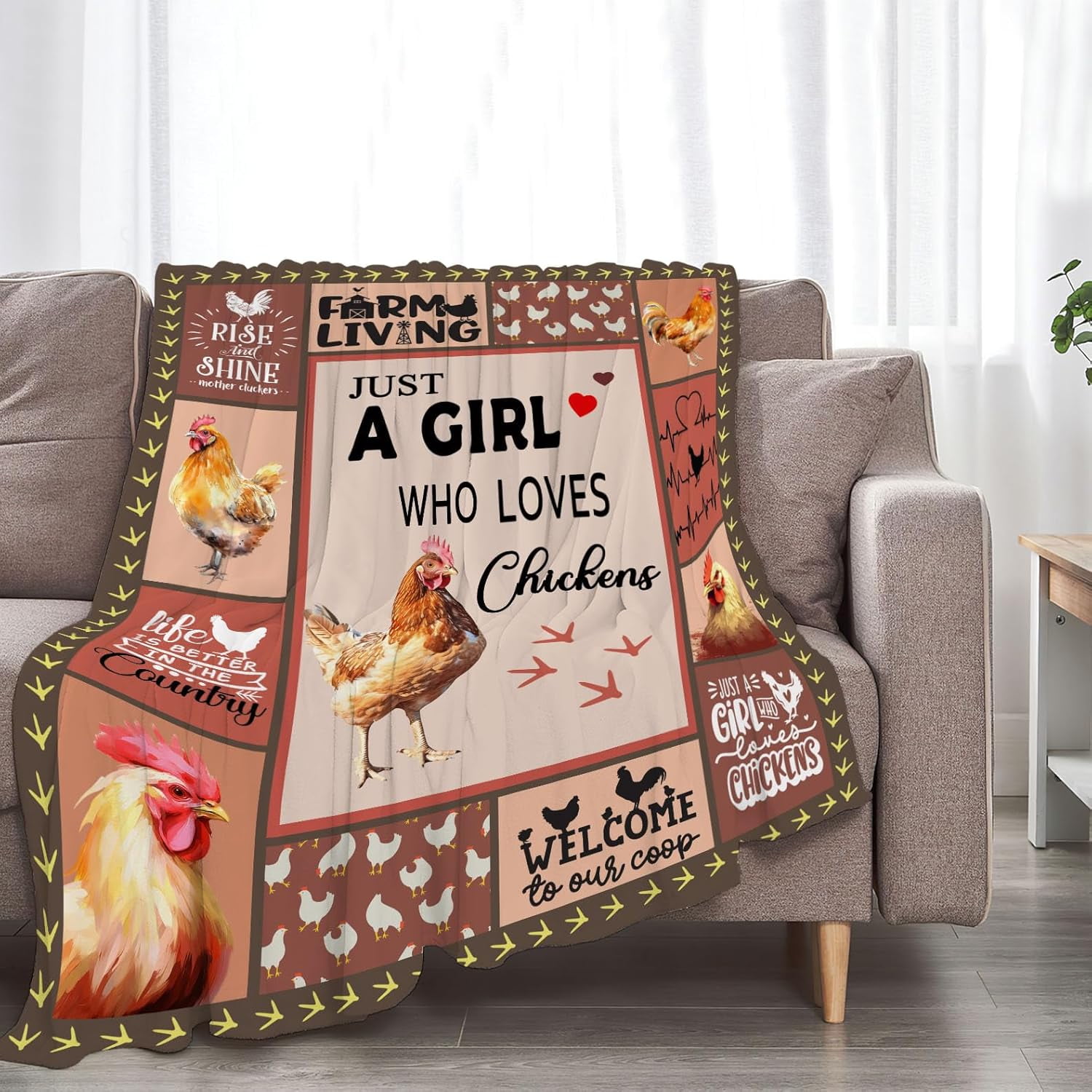 Chicken Blanket Just A Girl Who Loves Chickens Decor Throw Blanket ...