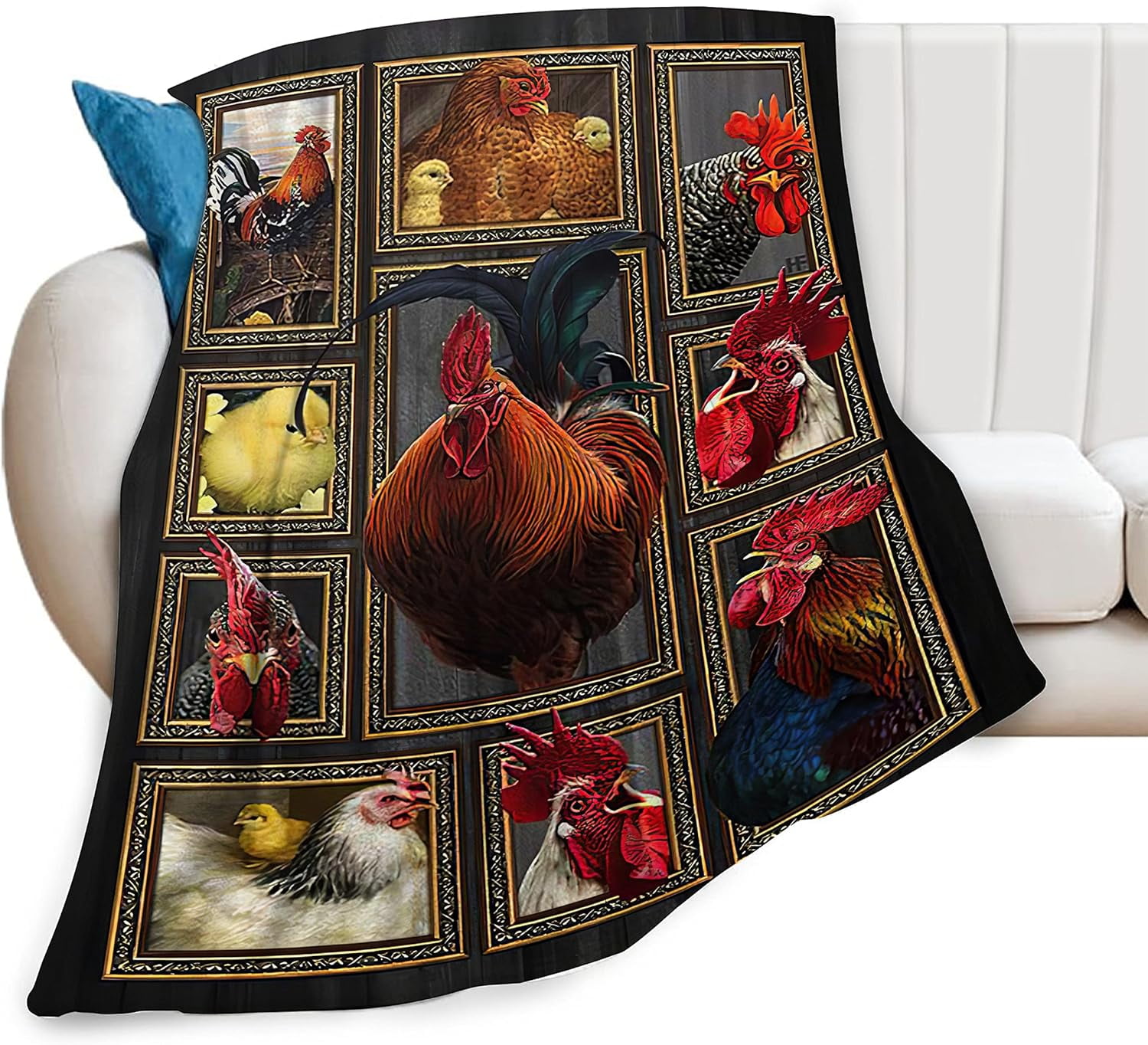 Chicken Blanket Rooster Blanket Farmhouse Country Chicken Plush Throw ...