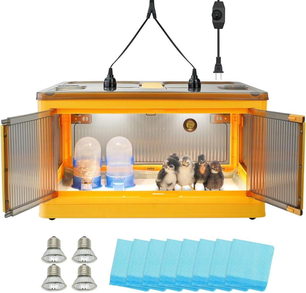 Chicken Brooder Box for Chicks, Brooder Box with Feeder and Waterer ...