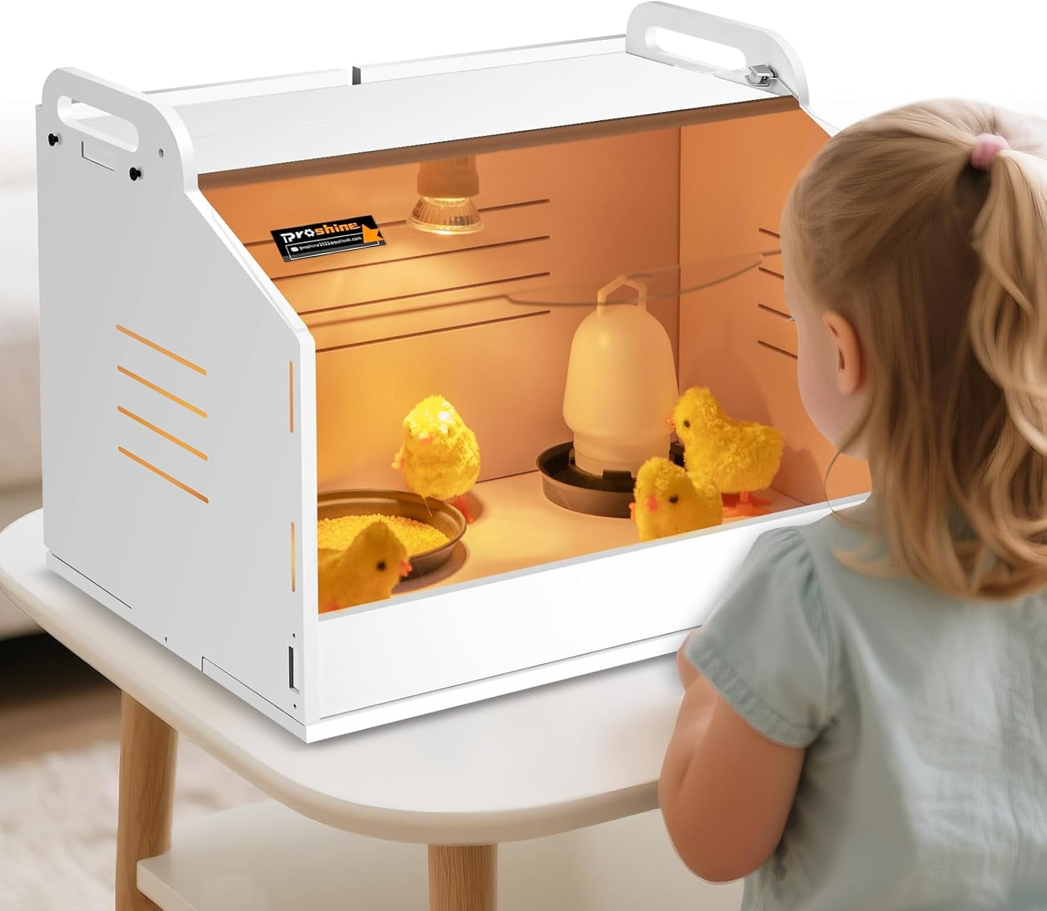 Chicken Brooder Box for Chicks, Quail Brooder with Heating Lamp, 2 Mode ...