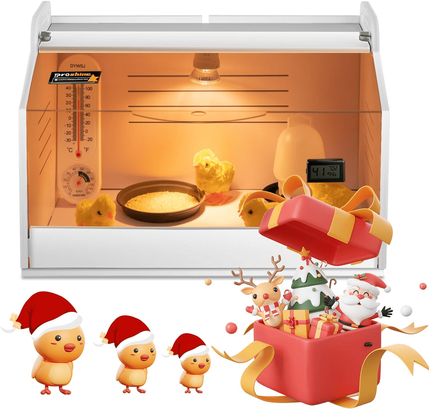 Chicken Brooder Box for Chicks, Quail Brooder with Heating Lamp, 2 Mode ...