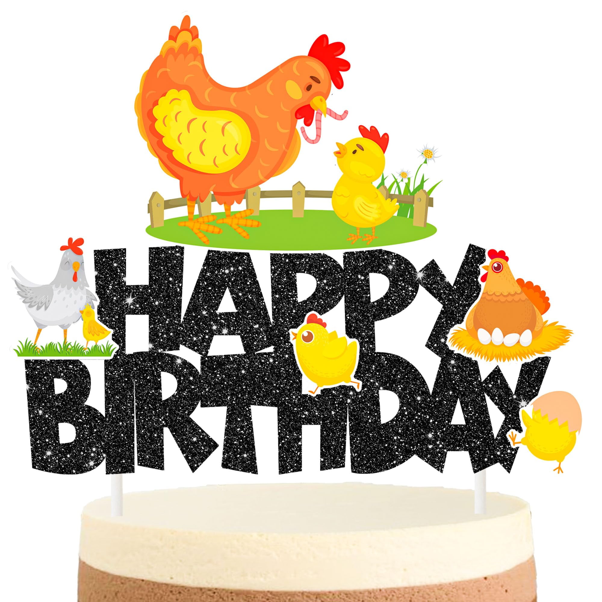 Chicken Cake Topper Chicken Birthday Party RST1 Decorations Black Farm ...