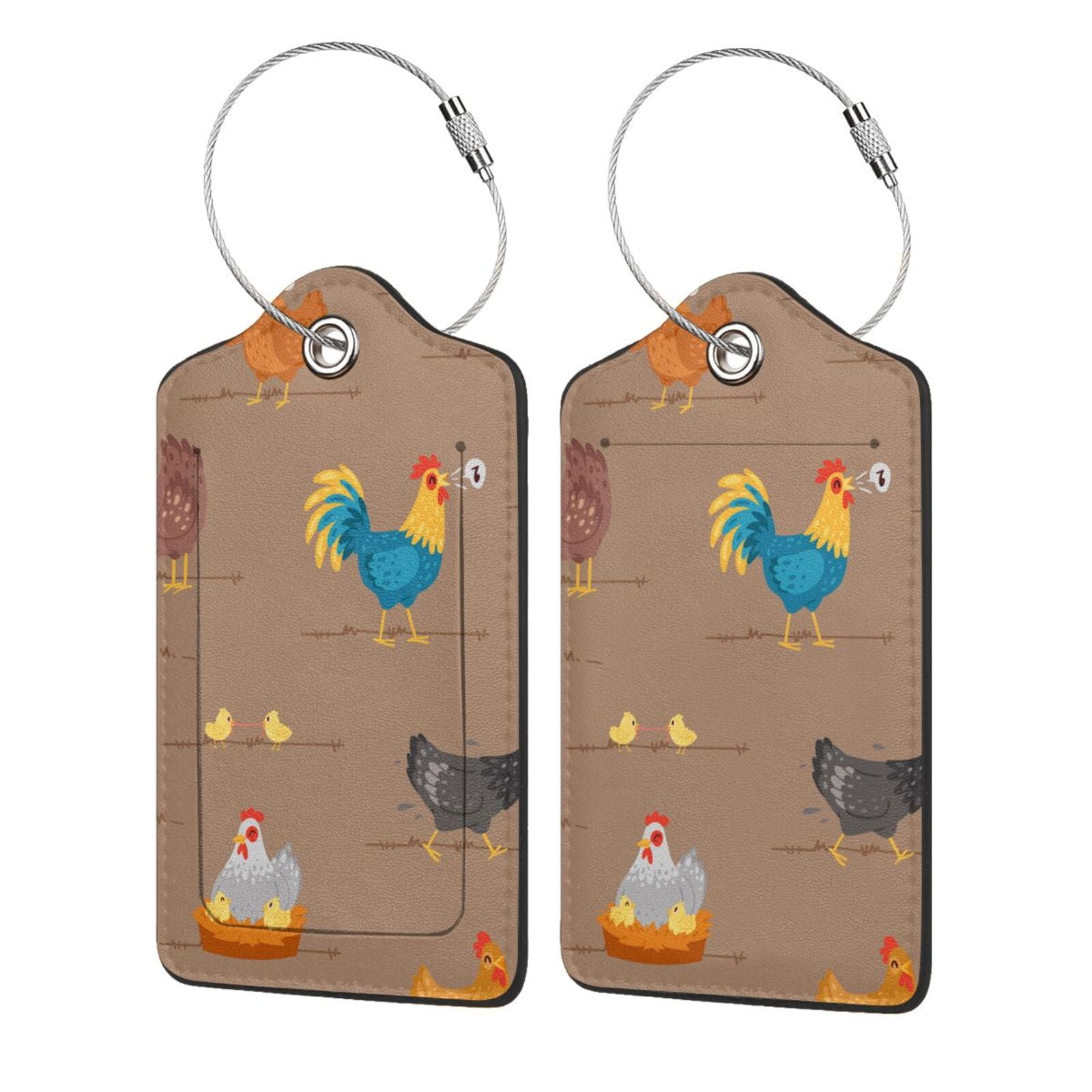 Chicken Cartoon Chick Hen Music Luggage Tag for Suitcase 2 Pack Leather ...