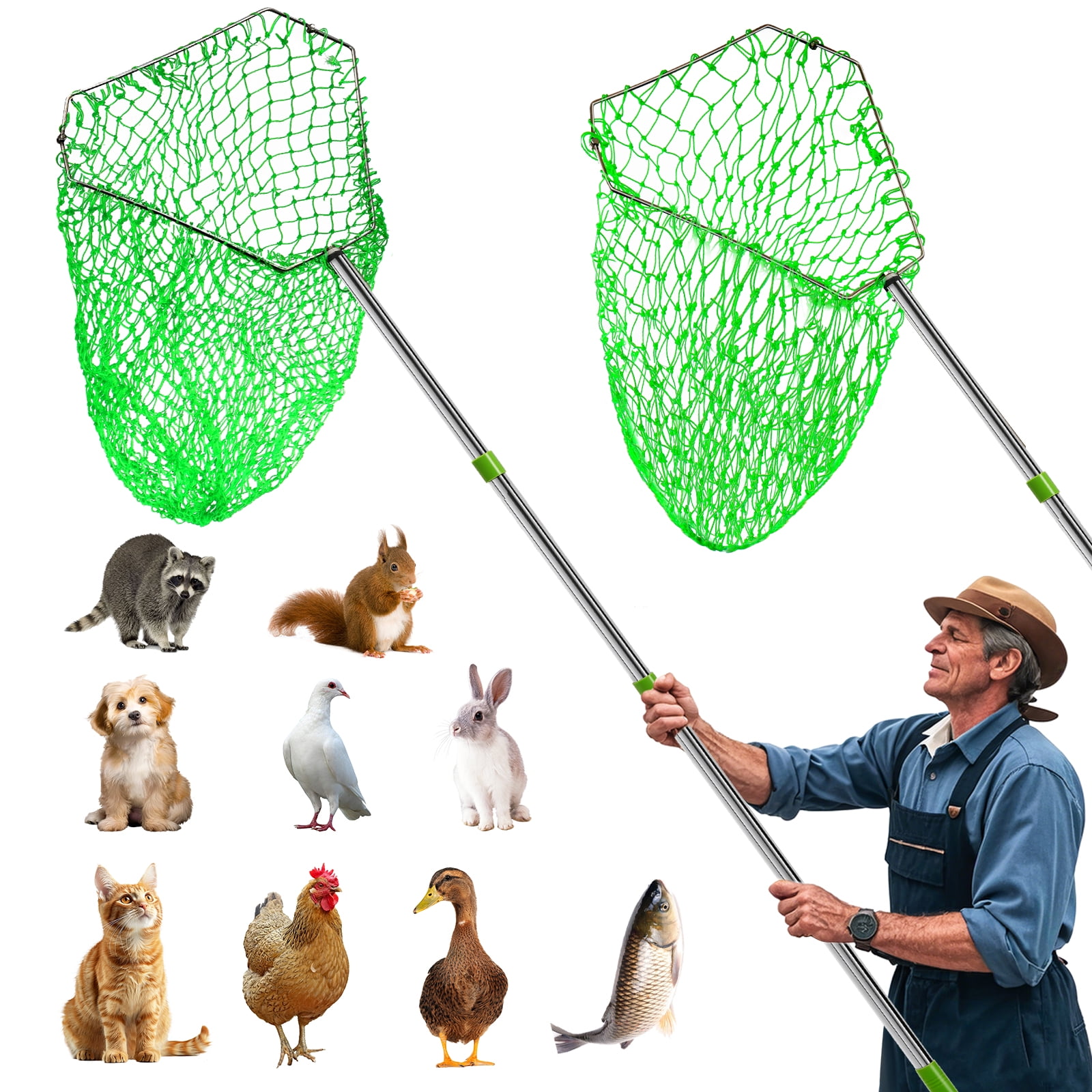 Chicken Catching Net – 2-in-1 Combo with Coarse and Fine Mesh Nets ...