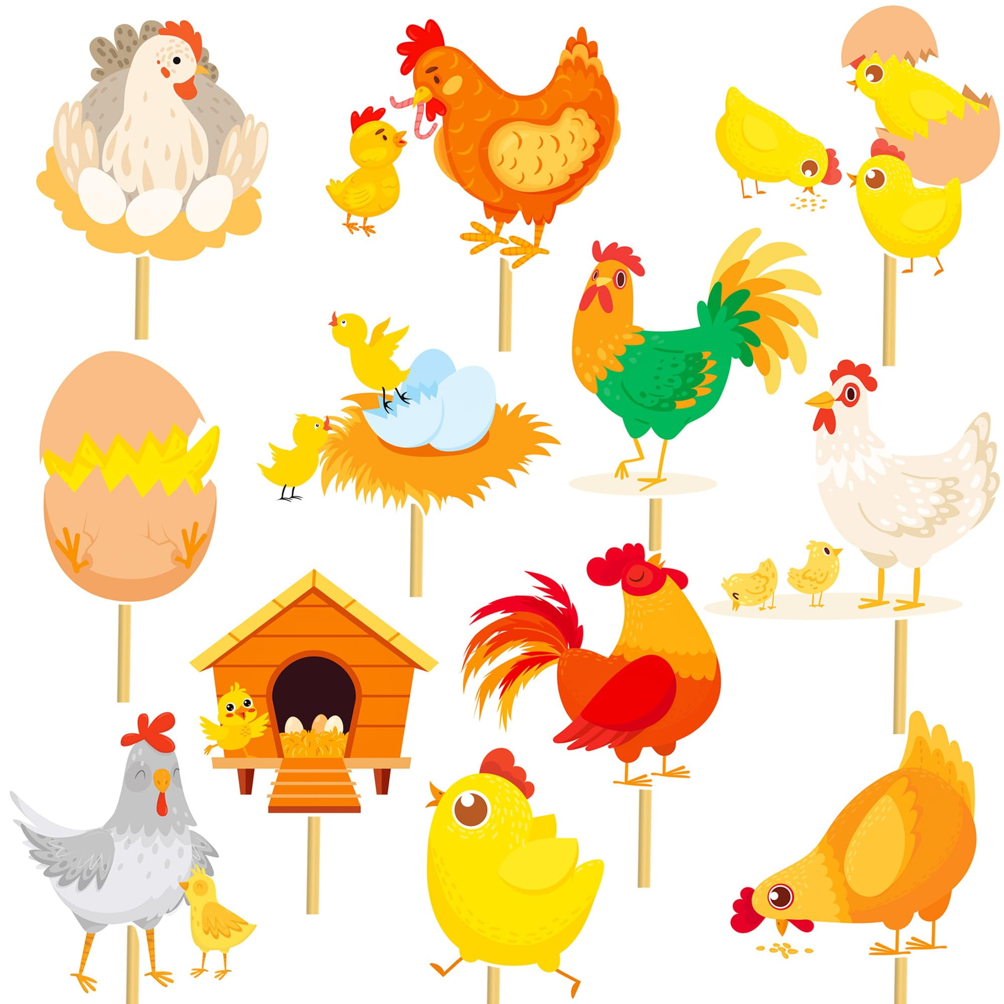 Chicken Centerpiece Sticks Chicken Party Table Decorations 18Pcs Farm ...