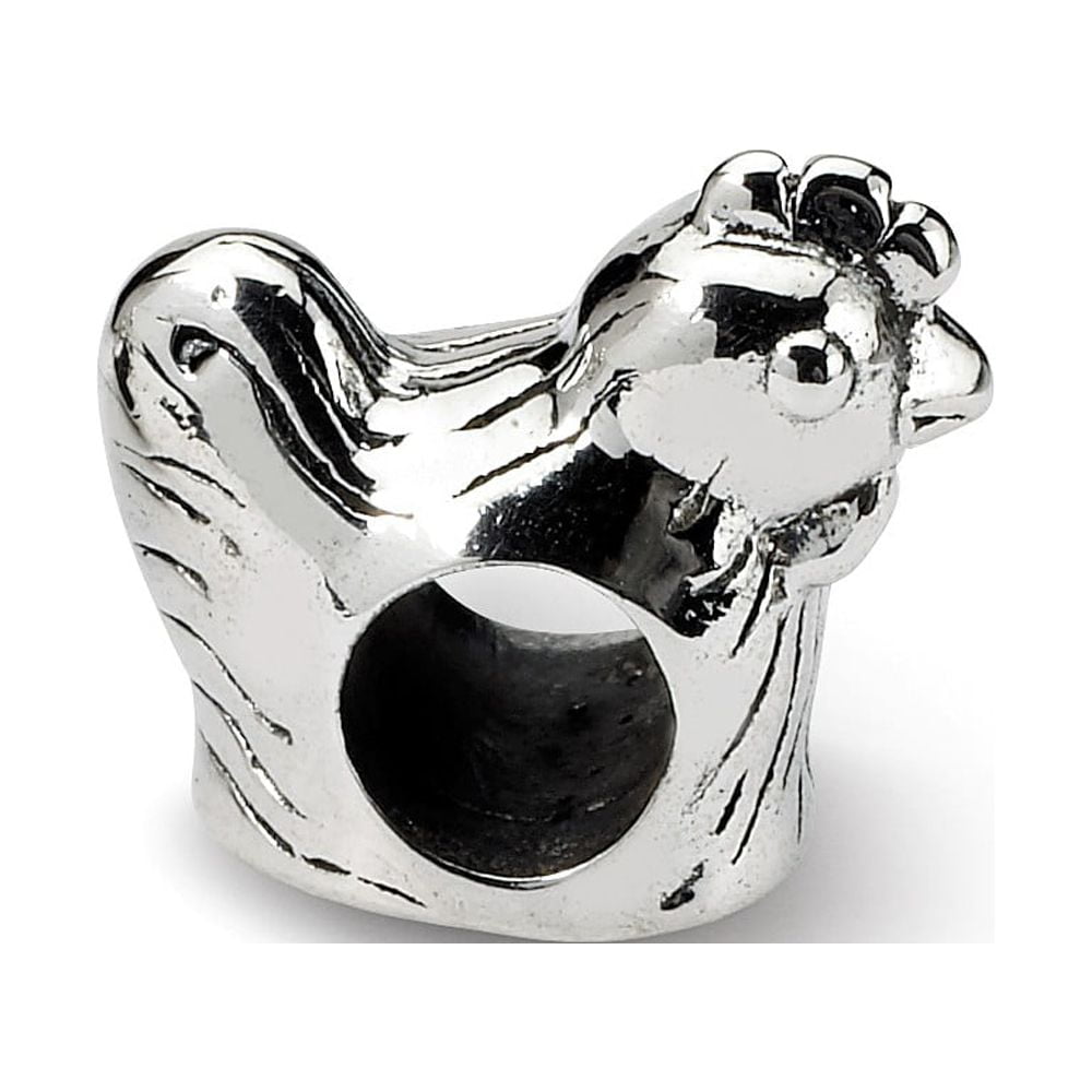 Chicken Charm .925 Sterling Silver Antique Finish Reflection Beads ...