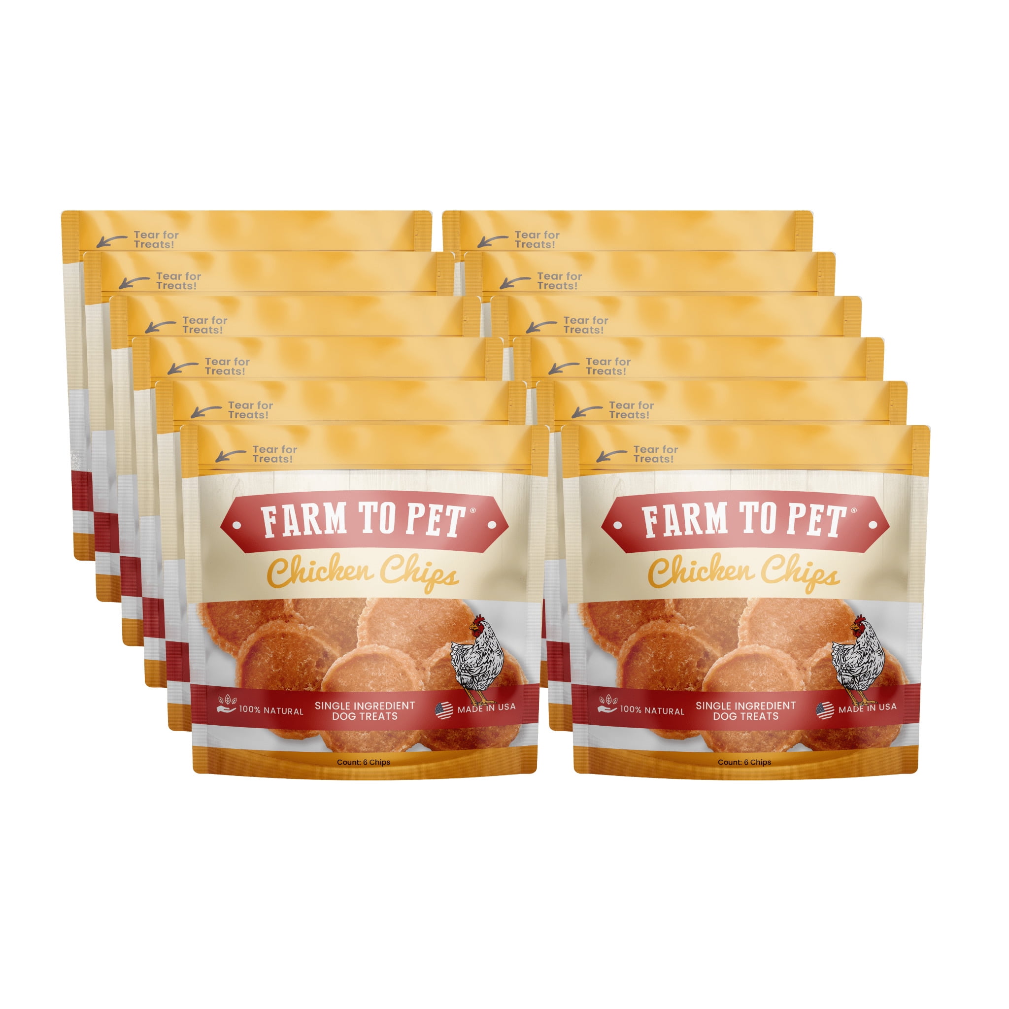 Farm to Pet Chicken Chip Snack Pack Bundles, 12 Pack of Dog Treats ...