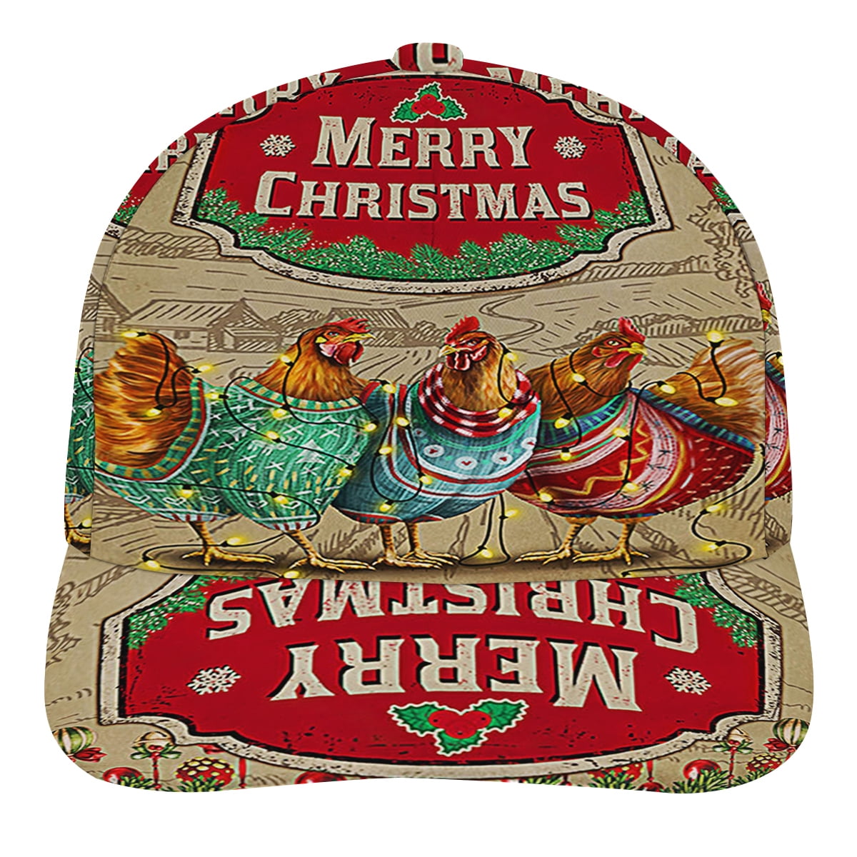 Chicken ChriStas Three Hens With Light Vintage baseball cap hat ...