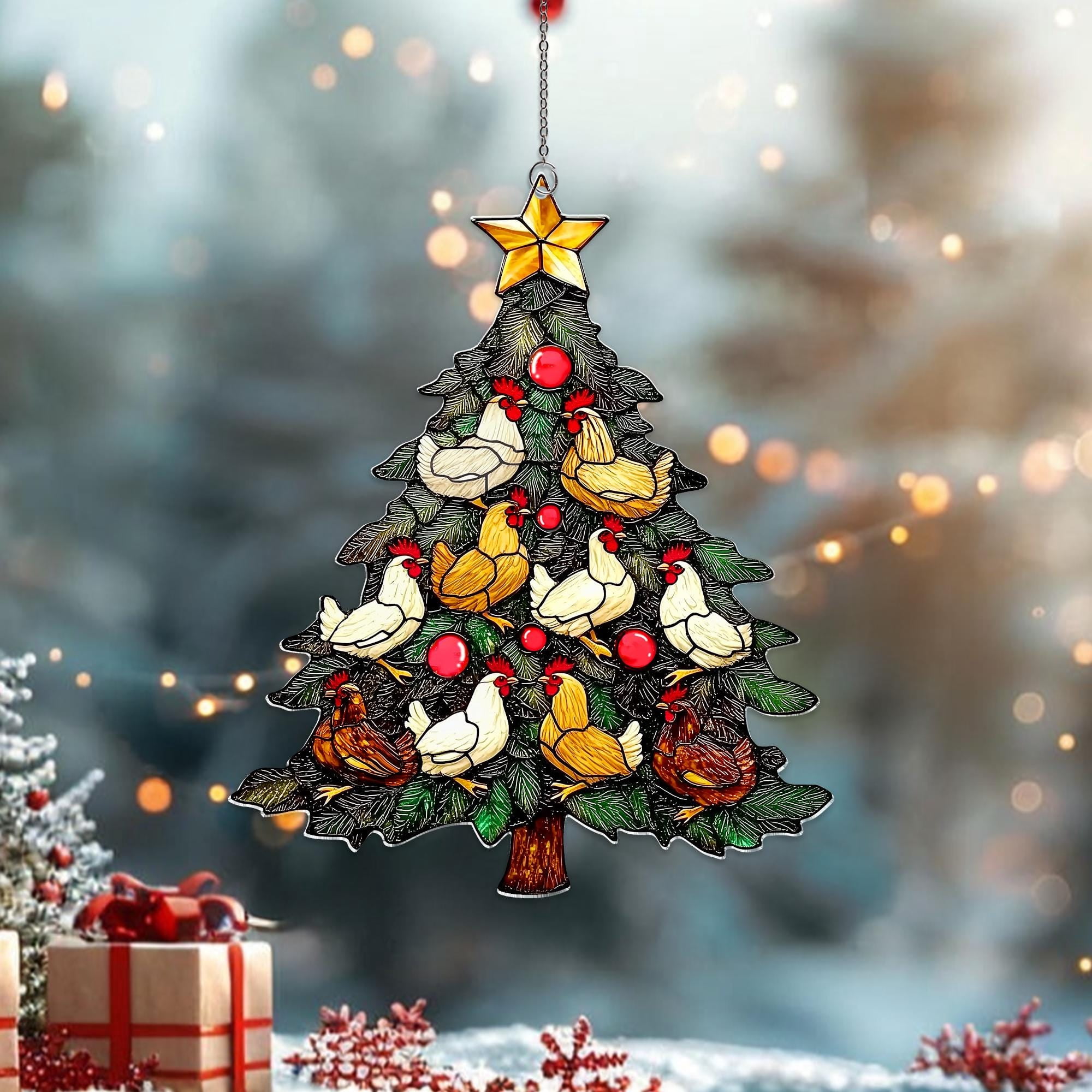 Chicken Christmas Tree Acrylic Suncatcher, Chicken Lovers Gift ...