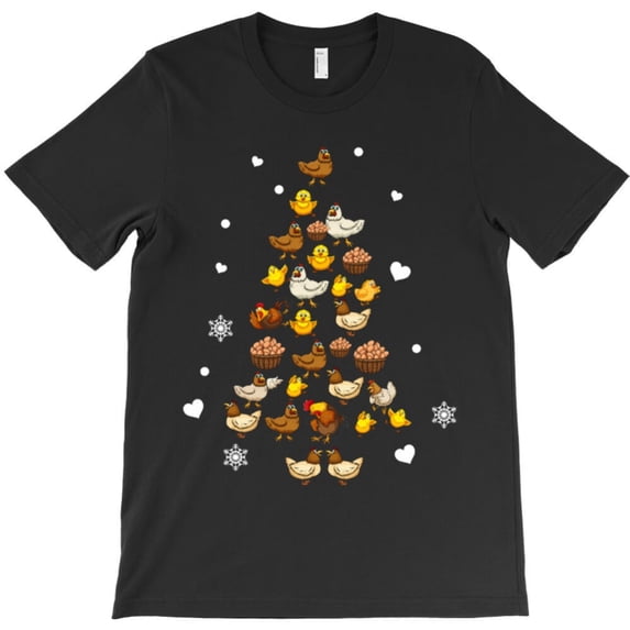 Chicken Christmas Tree For Dark Funny Holiday Farm Animal Graphic T ...