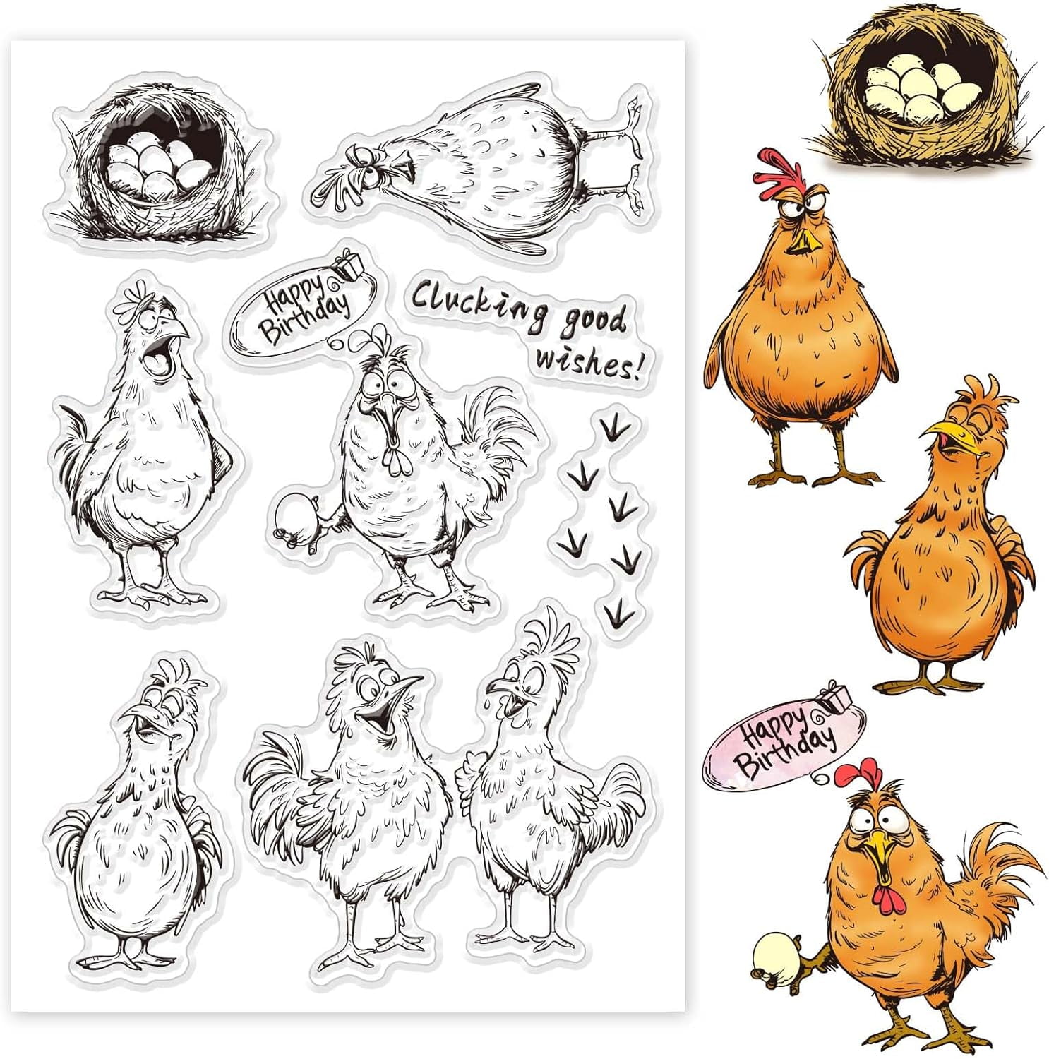 Chicken Clear Stamps Cartoon Animals Silicone Clear Stamp Seals Eggs ...