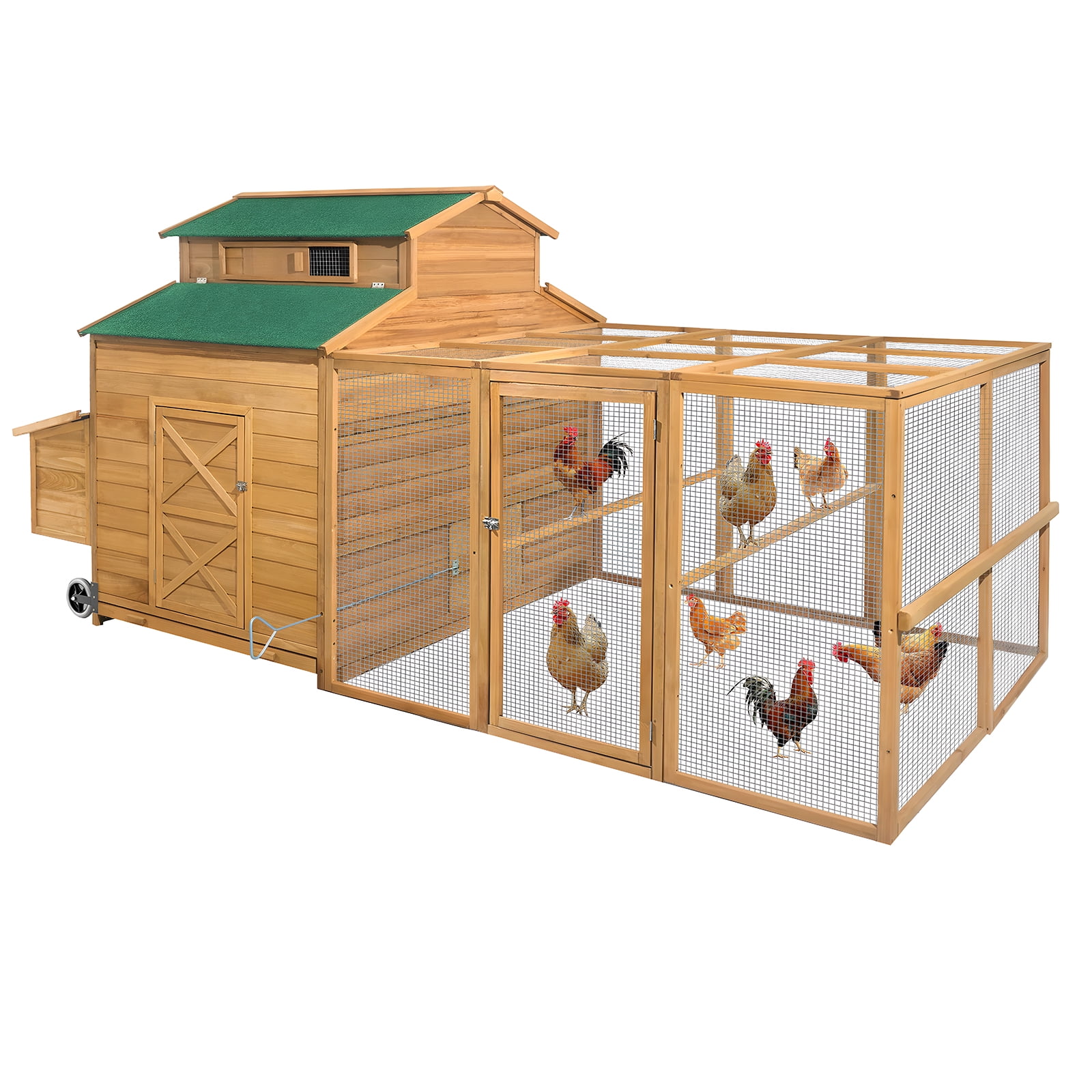 Chicken Coop for 6-10 Chickens, 112" Extal Large Chicken Coops, with Chicken Run & Nesting Box ...
