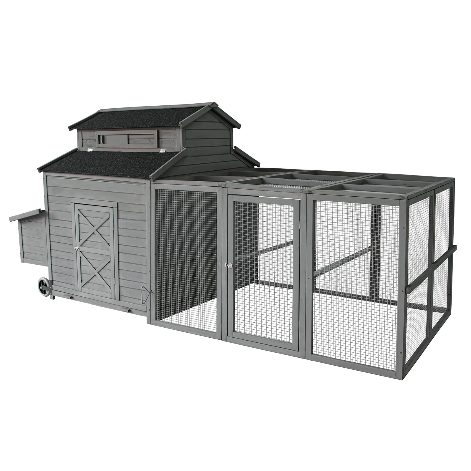 Chicken Coop for 6-10 Chickens, 112" Extal Large Chicken Coops, with Chicken Run & Nesting Box ...