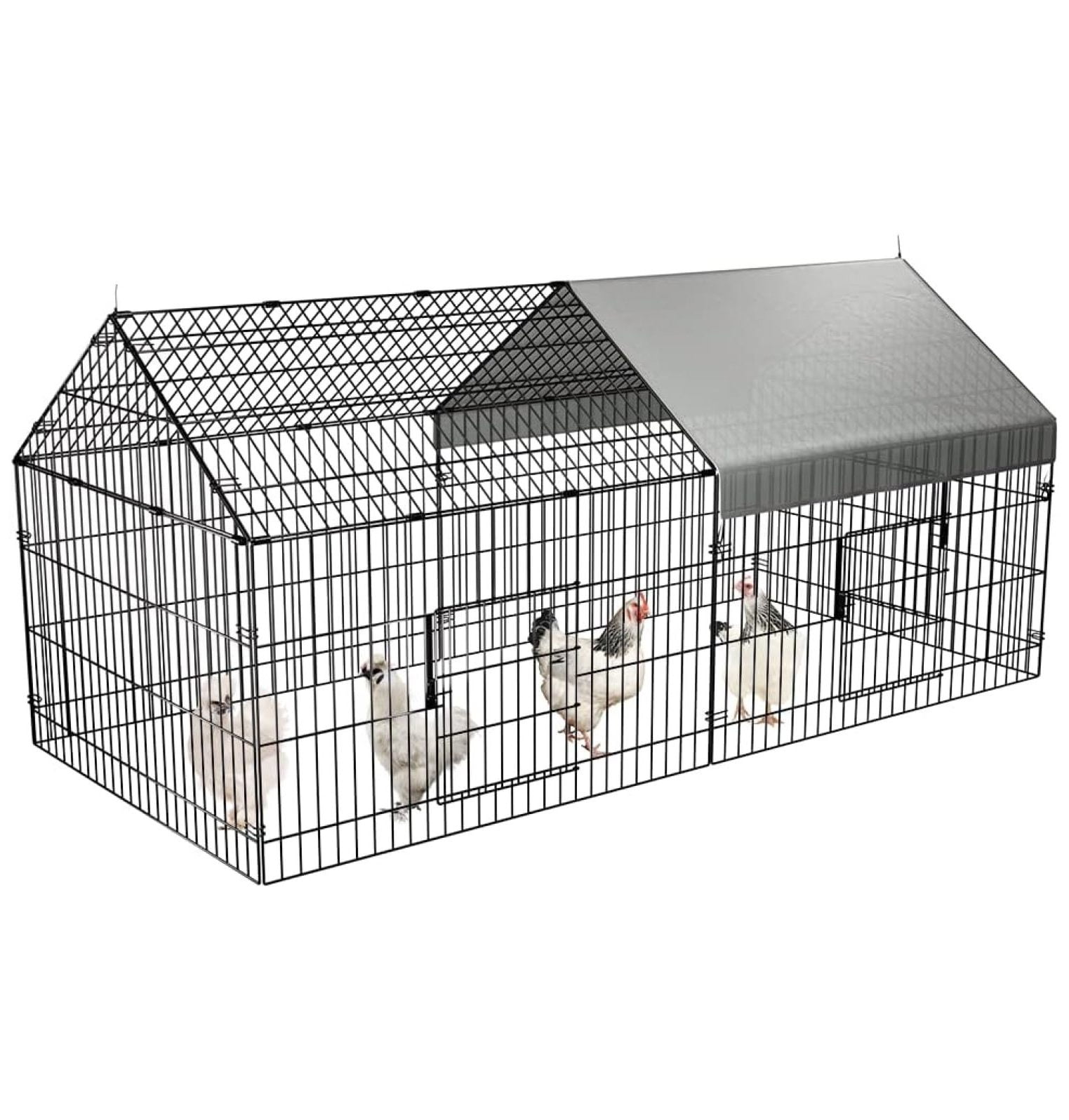Chicken Coop 86"×40" Chicken Run Pen for Yard with Cover Outdoor Metal ...