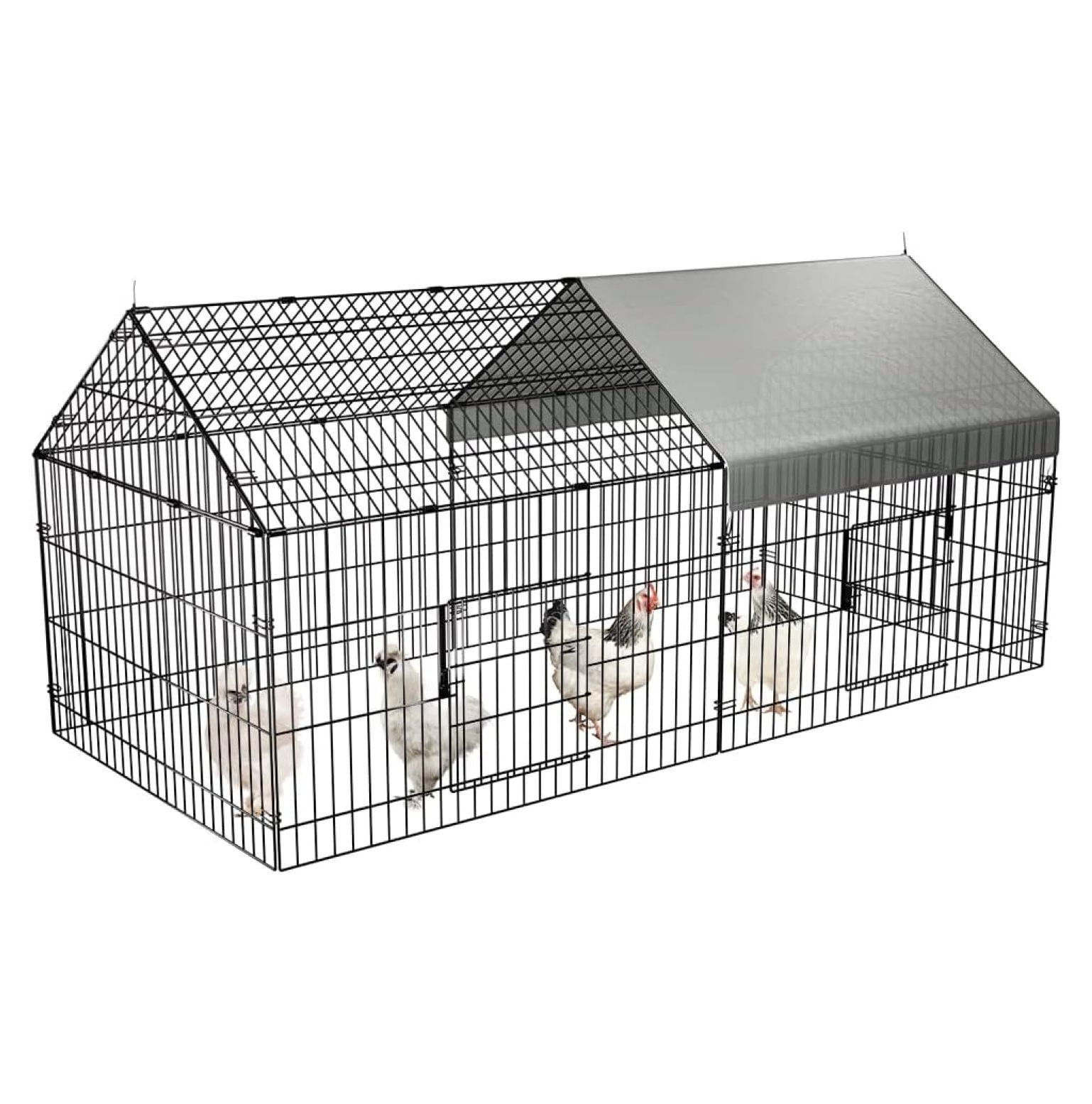 Chicken Coop 86"×40" Chicken Run Pen for Yard with Cover Outdoor Metal ...