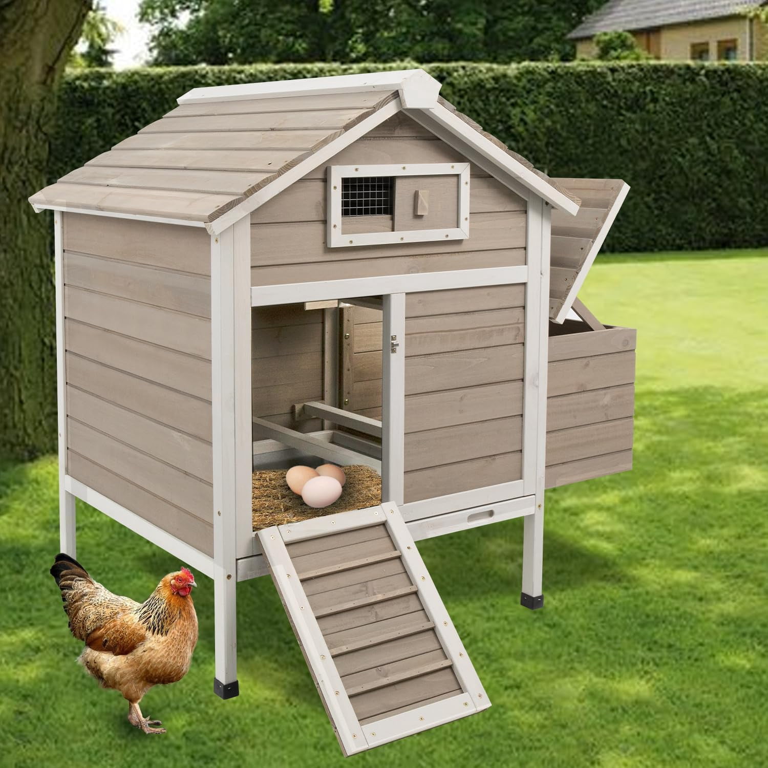 Chicken Coop Chicken House Outdoor with Removable Trays, Wooden Rabbit ...