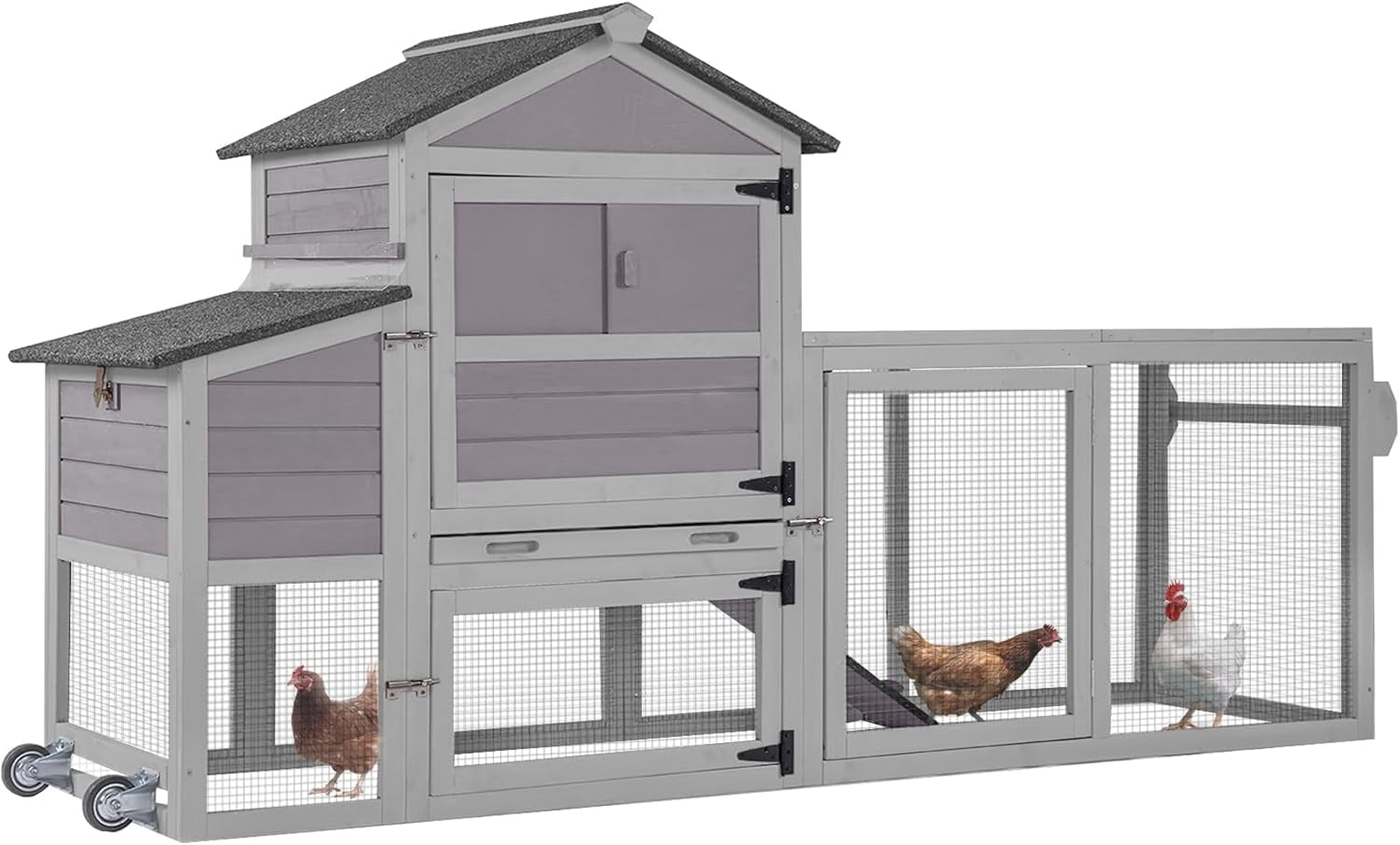 Chicken Coop Chicken House for Outdoor, Poultry Cage with Wheels Mobile ...