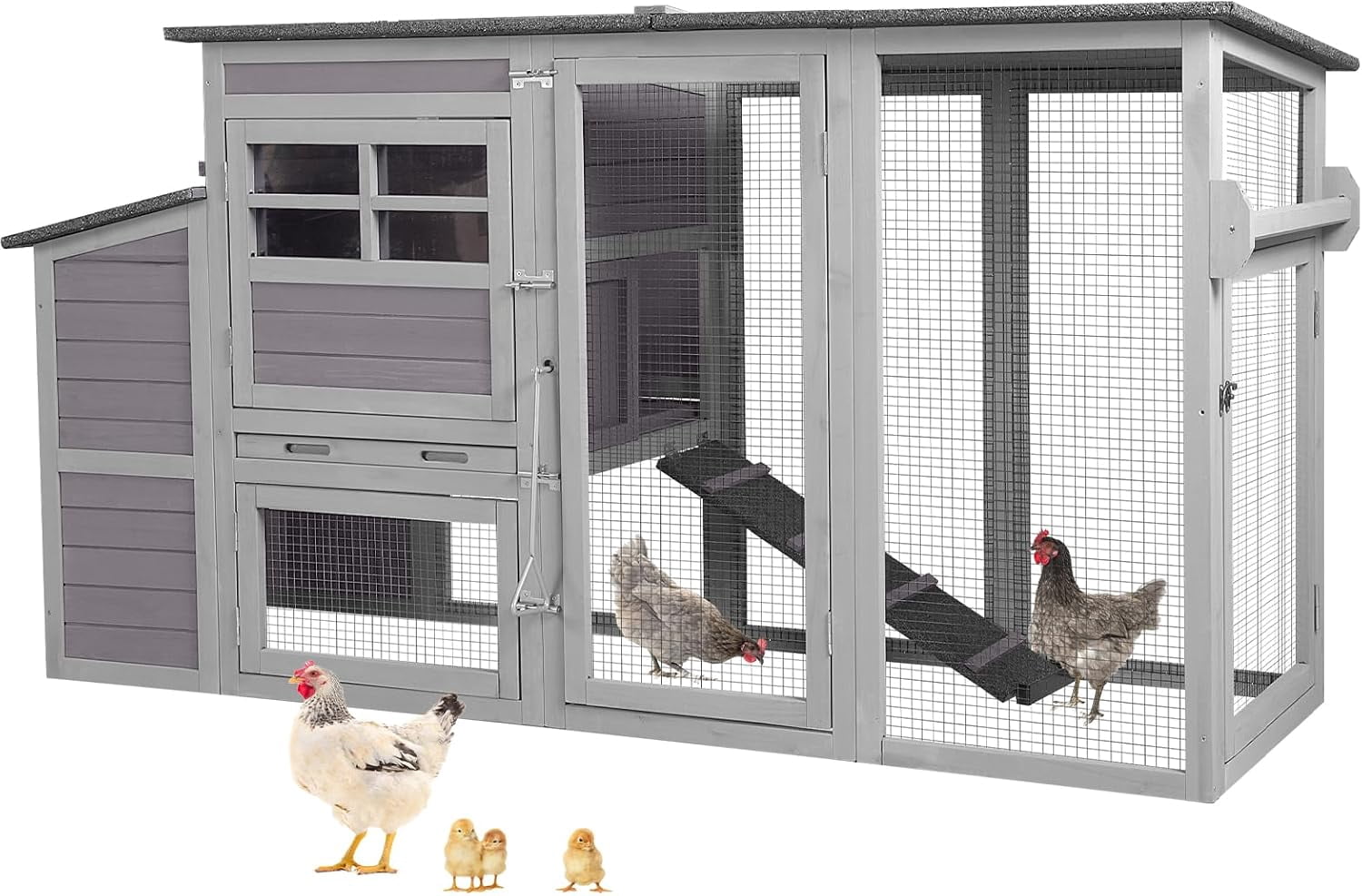Chicken Coop Extension Run, 78.4" L Large Outdoor Chicken House with ...