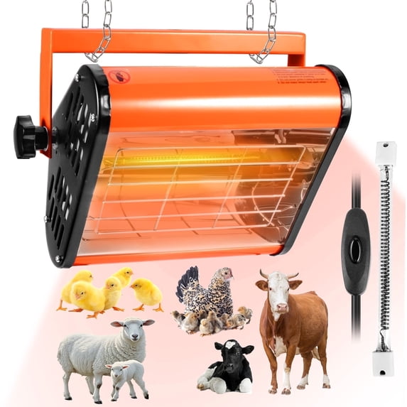 Chicken Coop Heat Lamp, Farm Heat Lamp for Chickens 300W Carbon Fiber ...