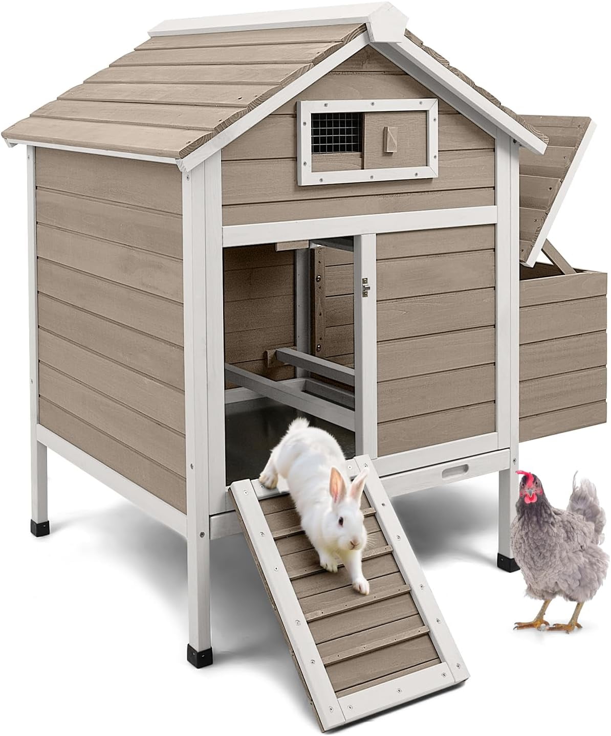 Chicken Coop Large Chicken House with Nesting Box, Wooden Indoor Rabbit ...